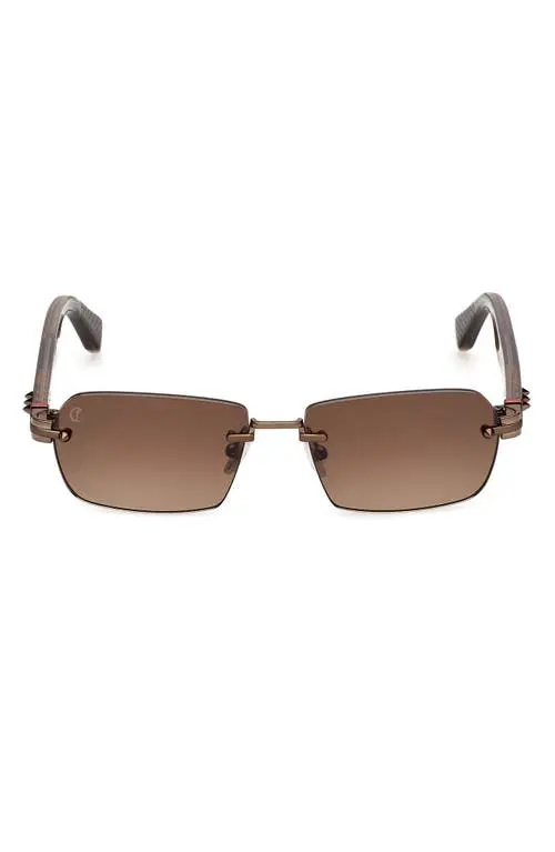 CHRISTIAN LOUBOUTIN 56mm Rectangular Sunglasses - Bronze/bilayer Classic Havana