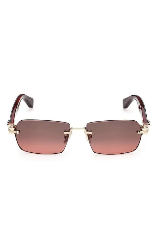 CHRISTIAN LOUBOUTIN 56mm Rectangular Sunglasses - Gold/bilayer Black/red