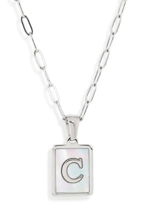 THE SIS KISS Ocean Drive Initial Pendant Necklace - Silver C