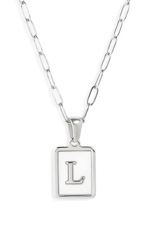 THE SIS KISS Ocean Drive Initial Pendant Necklace - Silver L