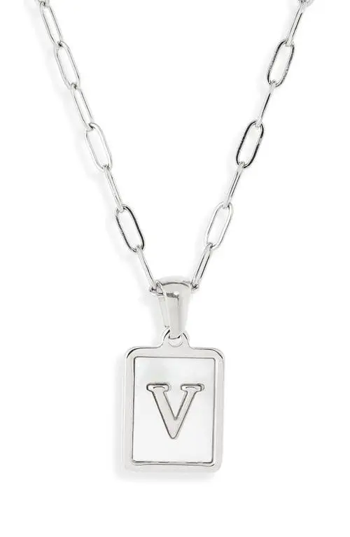 THE SIS KISS Ocean Drive Initial Pendant Necklace - Silver V