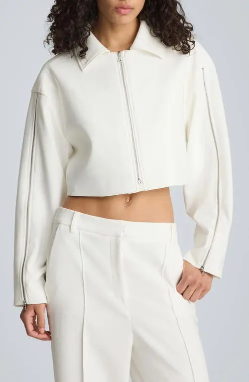 KENNETH COLE Crop Zip Jacket - Pure White