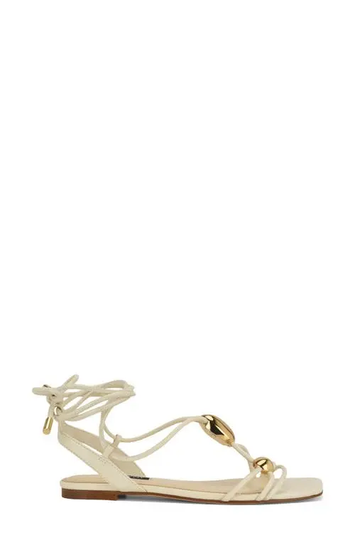Nine West Niraa Ankle Wrap Flat Sandal - Ivory