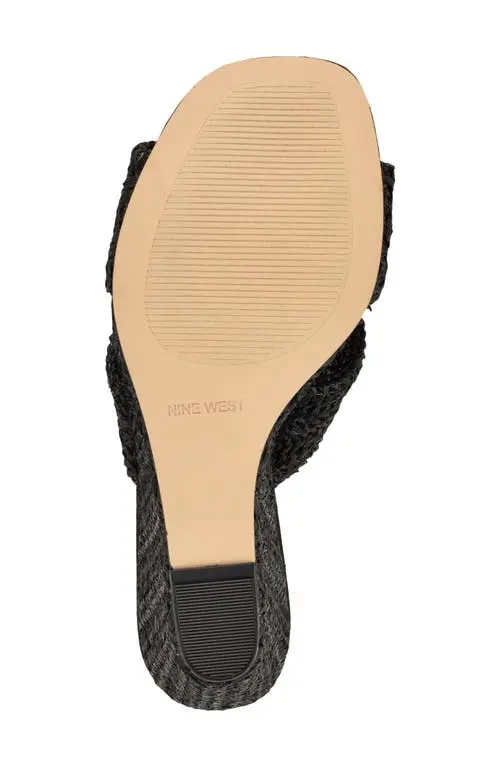 Nine West Woven Wedge Sandal - Black