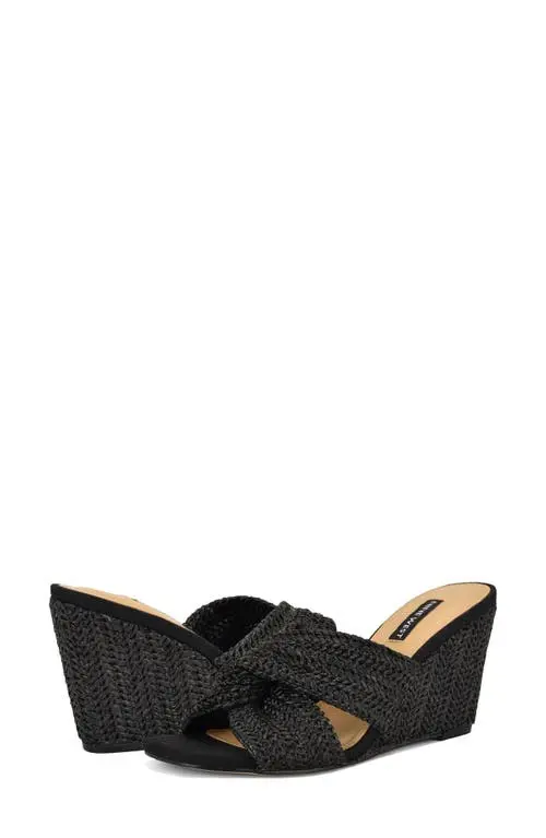 Nine West Woven Wedge Sandal - Black