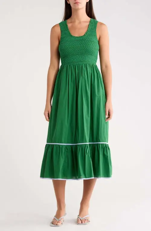 SUGARLIPS Jessy Smocked Midi Dress - Emerald