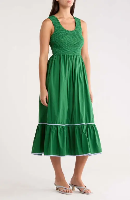 SUGARLIPS Jessy Smocked Midi Dress - Emerald