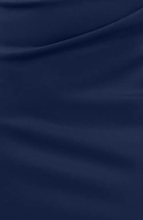XSCAPE EVENINGS Long Ruched Scuba Gown - Midnight