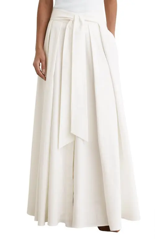 REISS Simone Pleated Maxi Skirt - Ivory