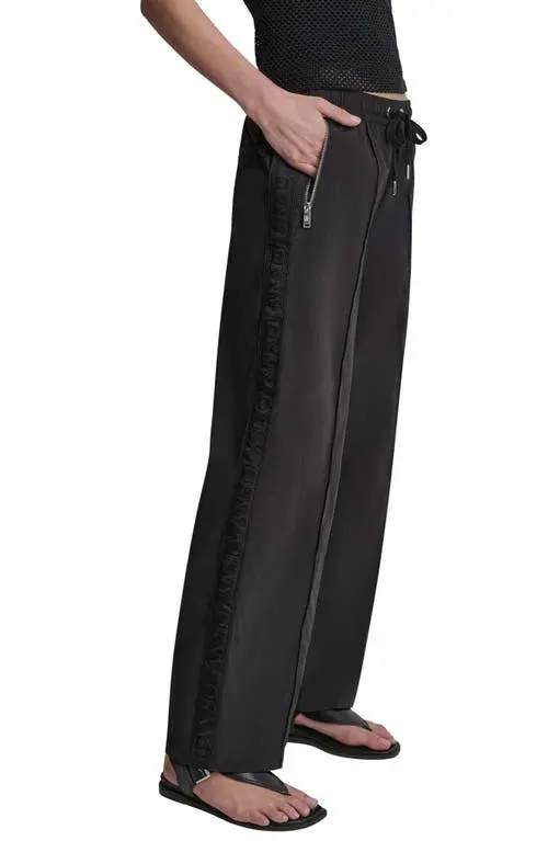 Dkny Nylon Straight-leg Pants - Black