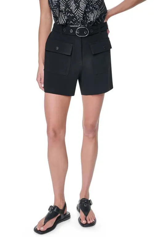 Dkny Belted High-waist Crepe Shorts