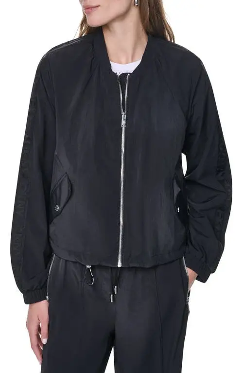 Dkny Logo Trim Nylon Bomber Jacket - Black