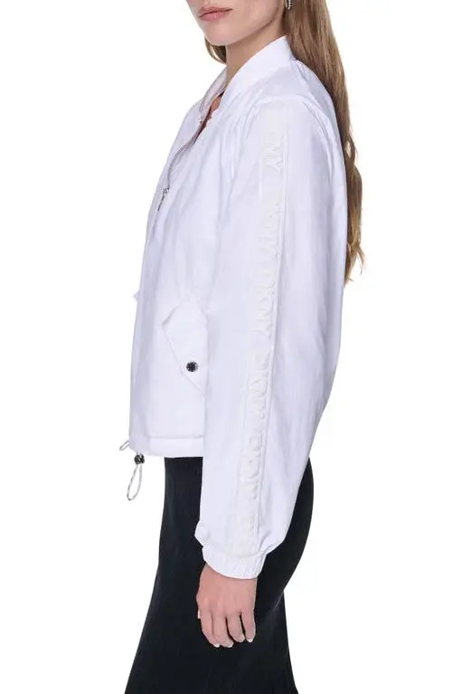 Dkny Logo Trim Nylon Bomber Jacket - White