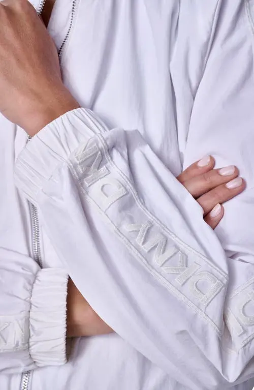 Dkny Logo Trim Nylon Bomber Jacket - White