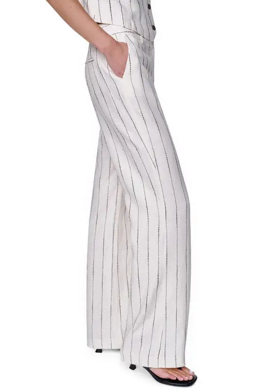 Dkny Stripe Straight Leg Linen Blend Pants