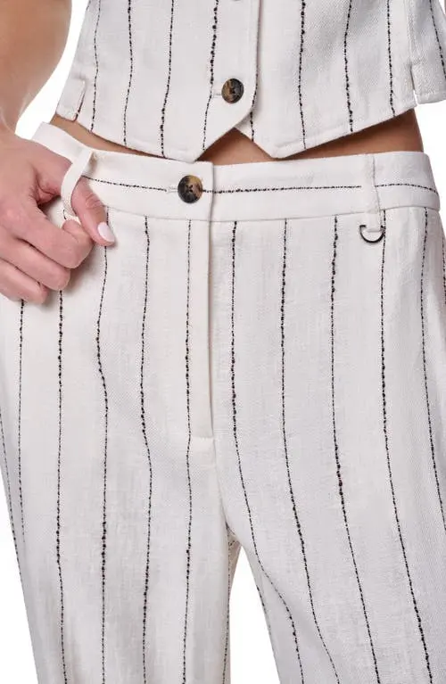Dkny Stripe Straight Leg Linen Blend Pants