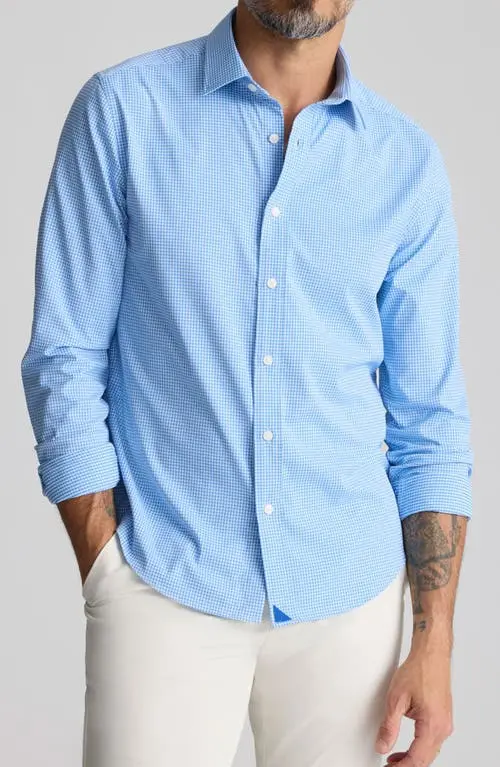 UNTUCKIT Bravo Microcheck Performance Button-up Shirt - Blue
