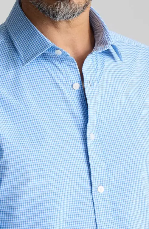 UNTUCKIT Bravo Microcheck Performance Button-up Shirt - Blue