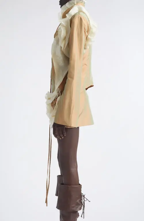 KIM SHUI Larsen Crop Silk Lace-up Top