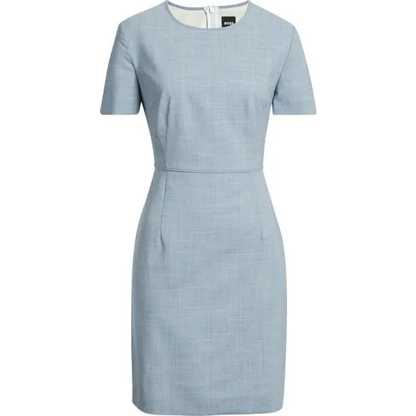 BOSS Dunera Virgin Wool Sheath Dress - Pale Lagoon