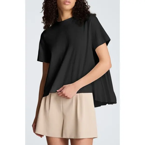 KENNETH COLE High/low Pleat Back Top - Black