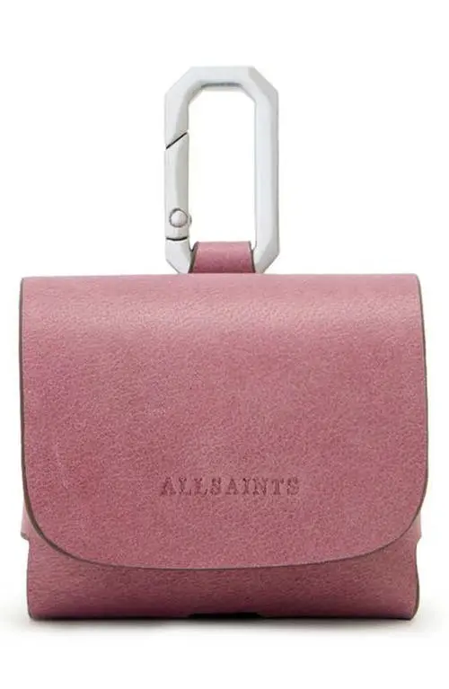 ALLSAINTS Hex Leather Airpod Case - Raspberry Pink