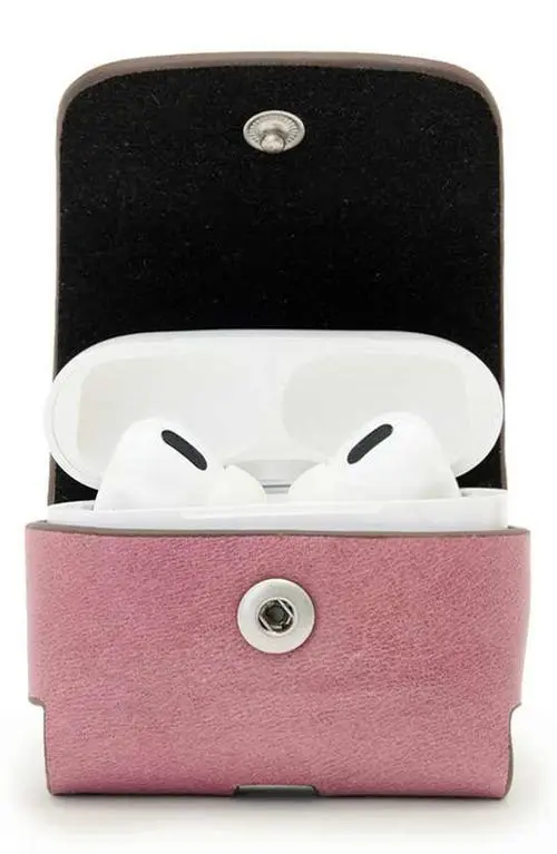 ALLSAINTS Hex Leather Airpod Case - Raspberry Pink