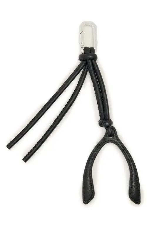 ALLSAINTS Leather Wishbone Key Ring - Black