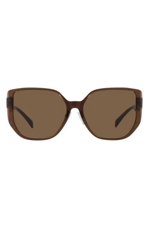Versace 58mm Irregular Sunglasses - Transparent Brown/dark Brown