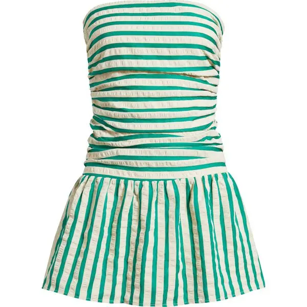 Princess Polly Montebello Multi Stripe Ruched Strapless Minidress - Green