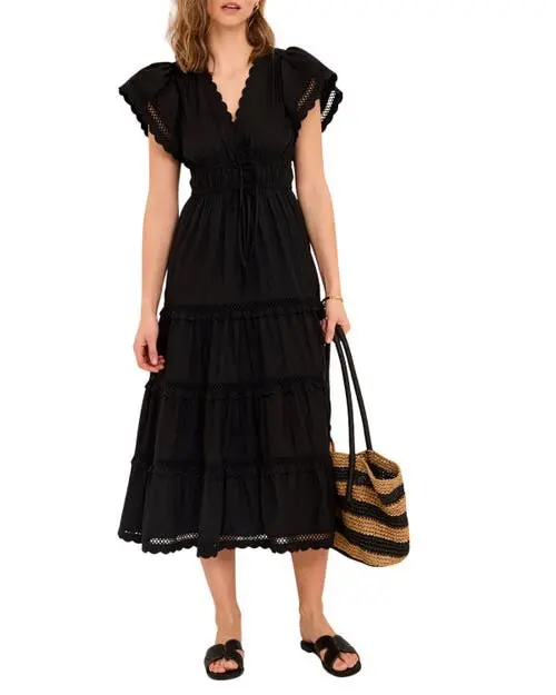 Mint Velvet Cotton Ruffle Maxi Dress - Black