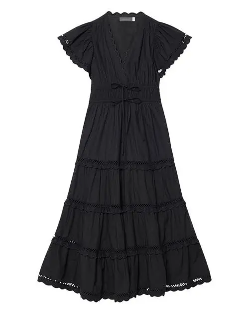 Mint Velvet Cotton Ruffle Maxi Dress - Black