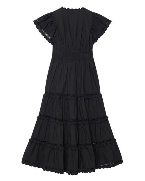 Mint Velvet Cotton Ruffle Maxi Dress - Black
