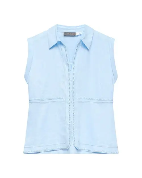 Mint Velvet Linen Sleeveless Shirt - Blue