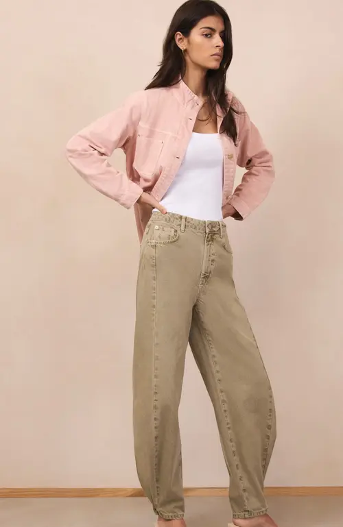 Mint Velvet Balloon Popper Jeans - Khaki