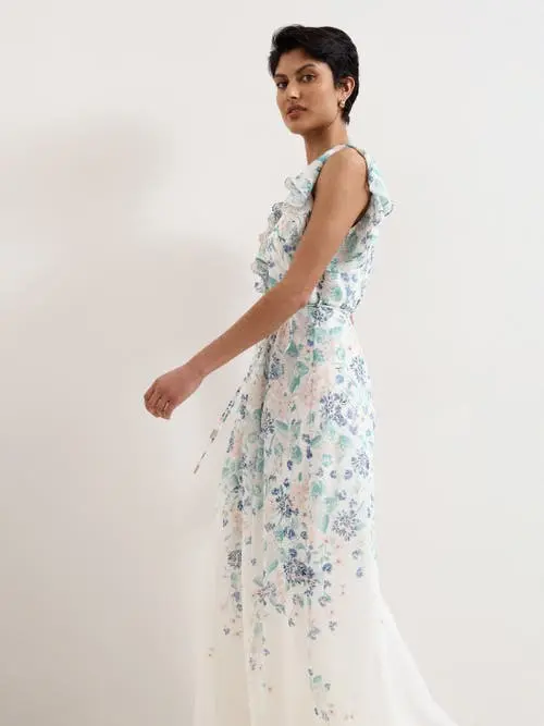 PHASE EIGHT Floral Ruffle Detail Maxi Dress