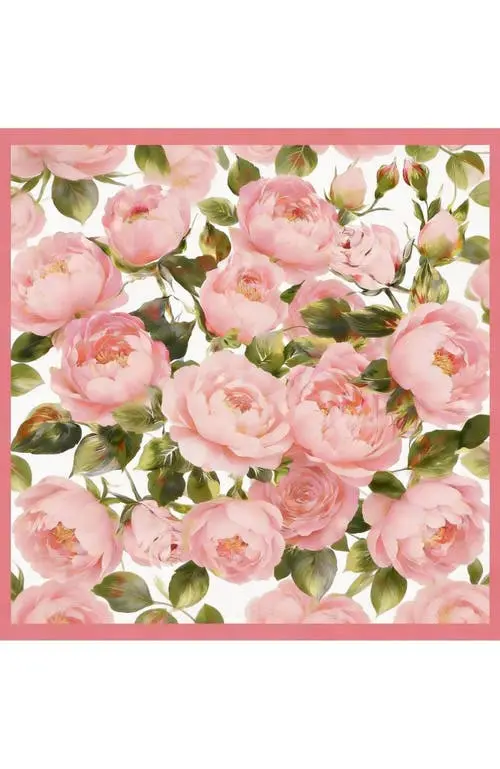 SILKSILKY Pure Silk Pink Floral Print Square Scarf - Multi
