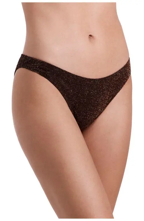 LUMA GOTTEX Luna Textured Shimmer High Leg Low Rise Bikini Bottom - Brown