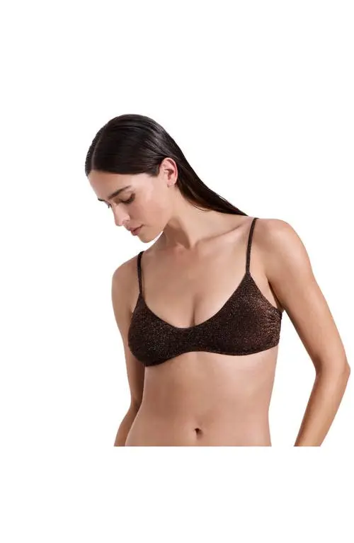 LUMA GOTTEX Luna Textured Shimmer Scoop Neck Bikini Top - Brown