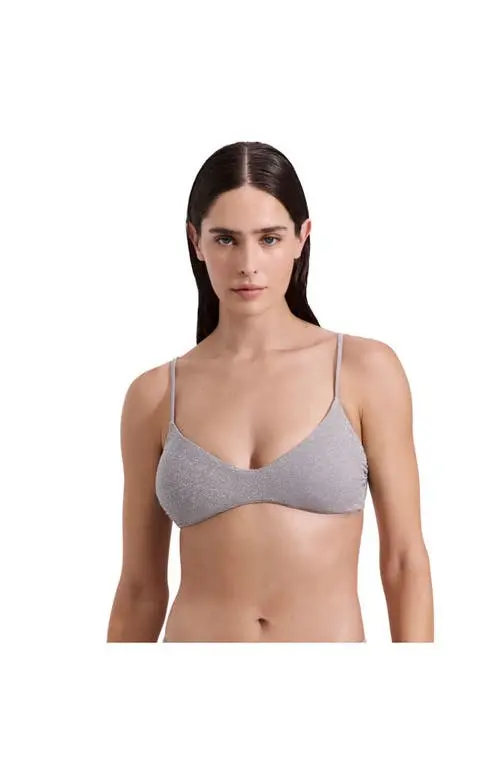 LUMA GOTTEX Luna Textured Shimmer Scoop Neck Bikini Top - Silverrown