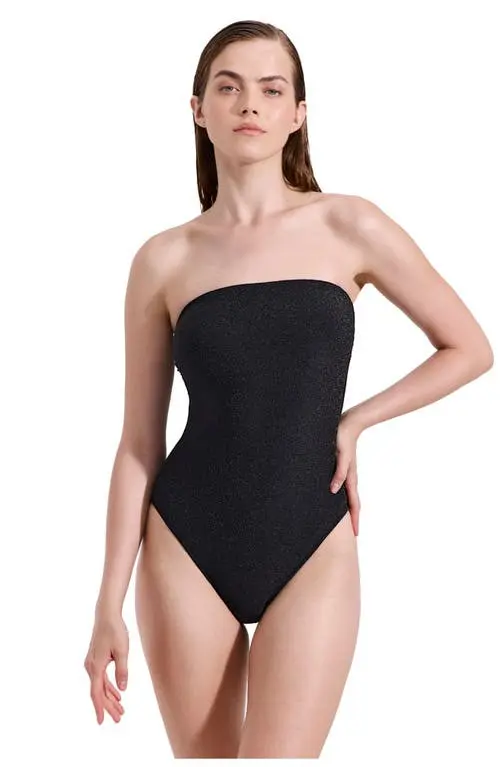LUMA GOTTEX Luna Textured Shimmer Bandeau One Piece - Black