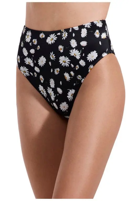 LUMA GOTTEX Marguerite High Waist Bikini Bottom - Black-white-yellow