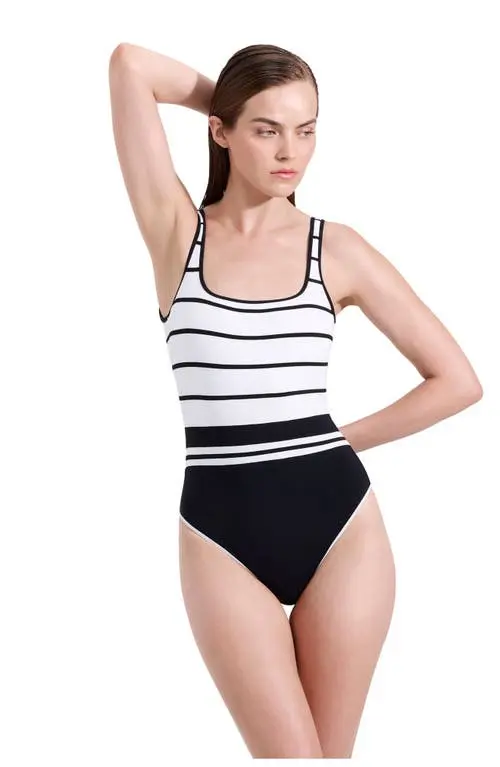 LUMA GOTTEX Jackie Square Neck One Piece - Black-white