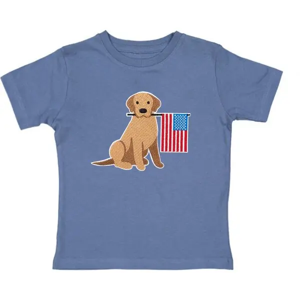 SWEET WINK Patriotic Pup Patch Short Sleeve T-shirt - Indigo