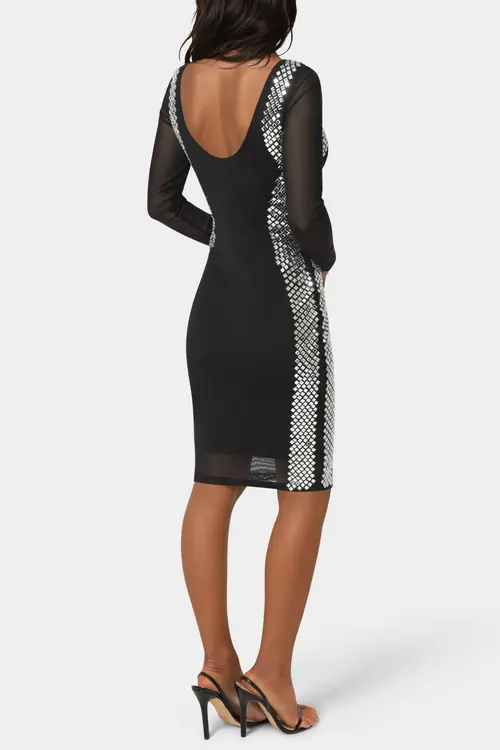 Bebe Embellished Knee Length Bodycon Dress