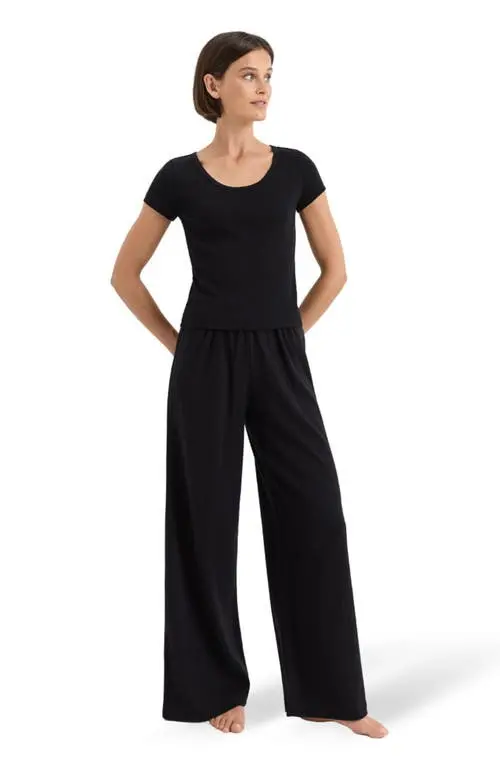PACT Organic Cotton Pointelle Scoop Neck Tee - Black
