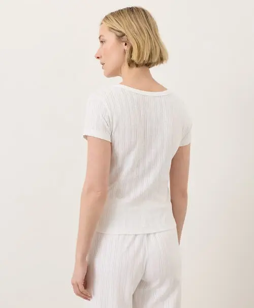 PACT Organic Cotton Pointelle Scoop Neck Tee - White