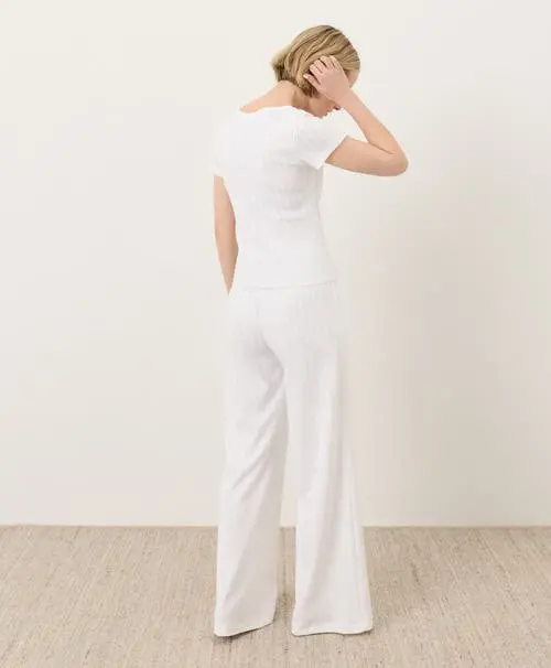 PACT Organic Cotton Pointelle Scoop Neck Tee - White