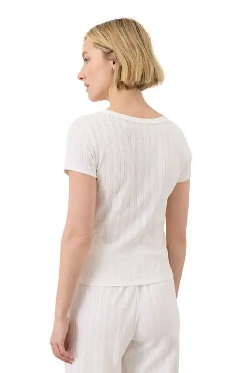PACT Organic Cotton Pointelle Scoop Neck Tee - White