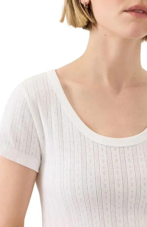 PACT Organic Cotton Pointelle Scoop Neck Tee - White